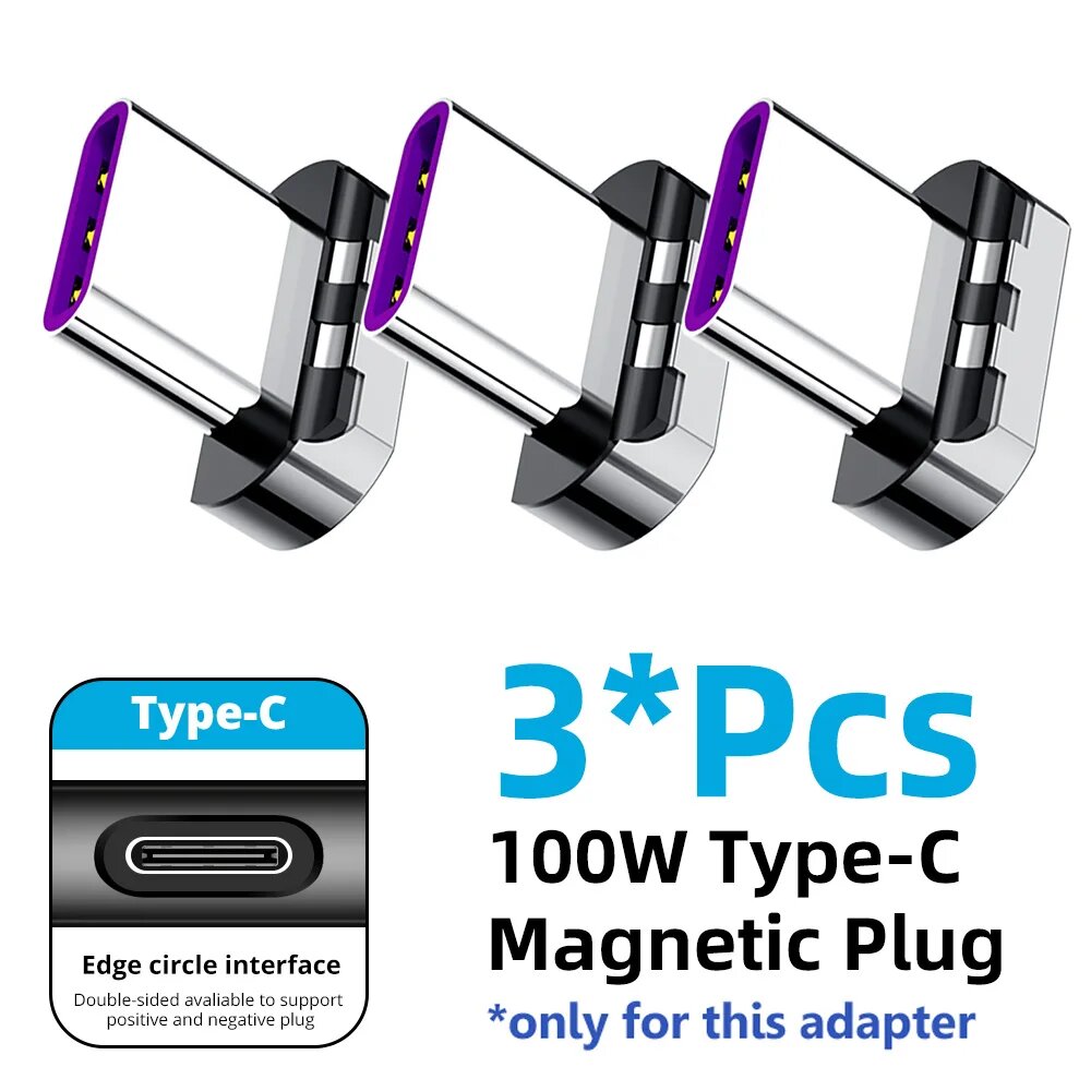 ANMONE 120 Вт USB Type C Магнитный адаптер Type-C «папа» к USB C «мама» Магнитный разъем для Mackbook Pro Телефон ПК Планшет USB-C 3PCS plug