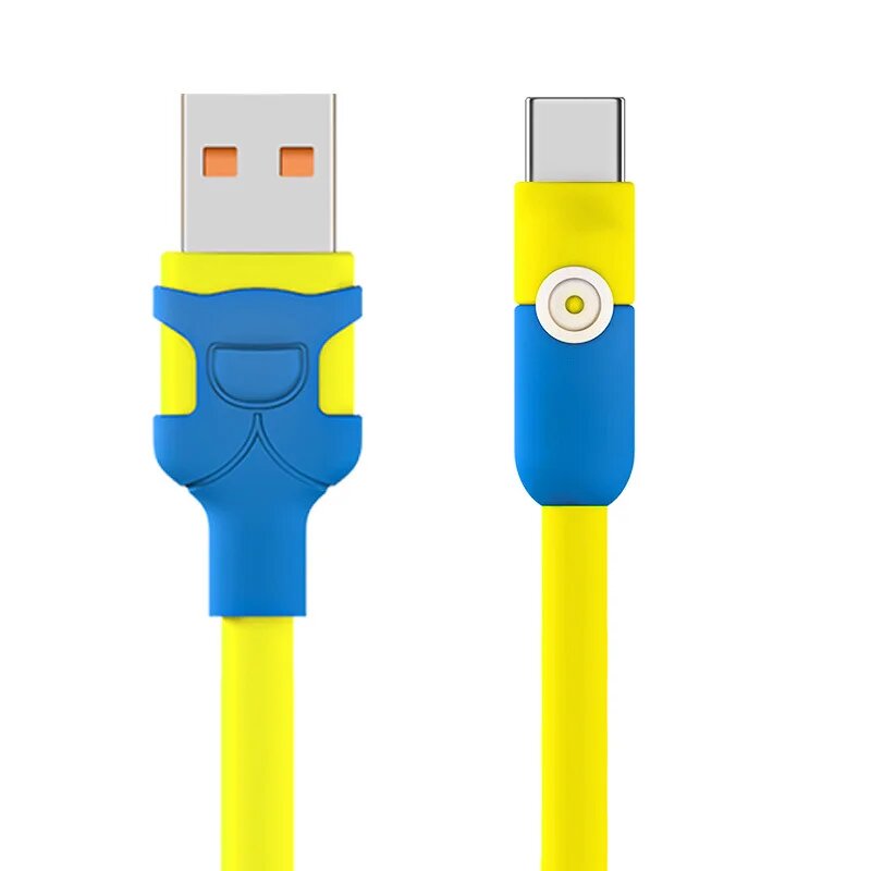 Желтый USB-C кабель 1м, 6A, мягкий силикон