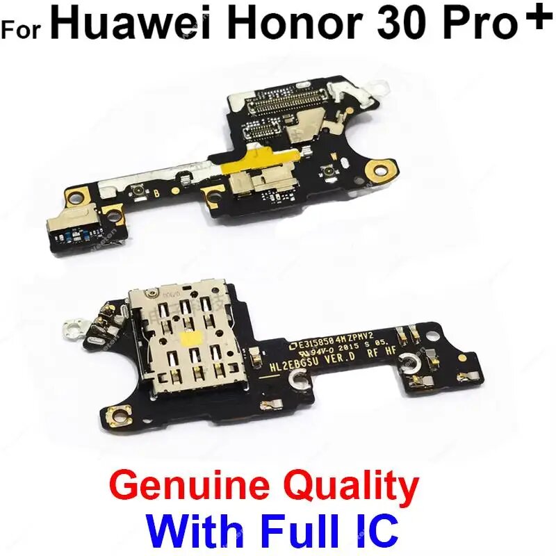 Гибкий шлейф для Huawei Honor 30 Pro/Plus, устройство для чтения SIM-карт, слот, плата с разъемом, микрофон, телефонный гибкий кабель, Запасная часть For Honor 30Pro Plus