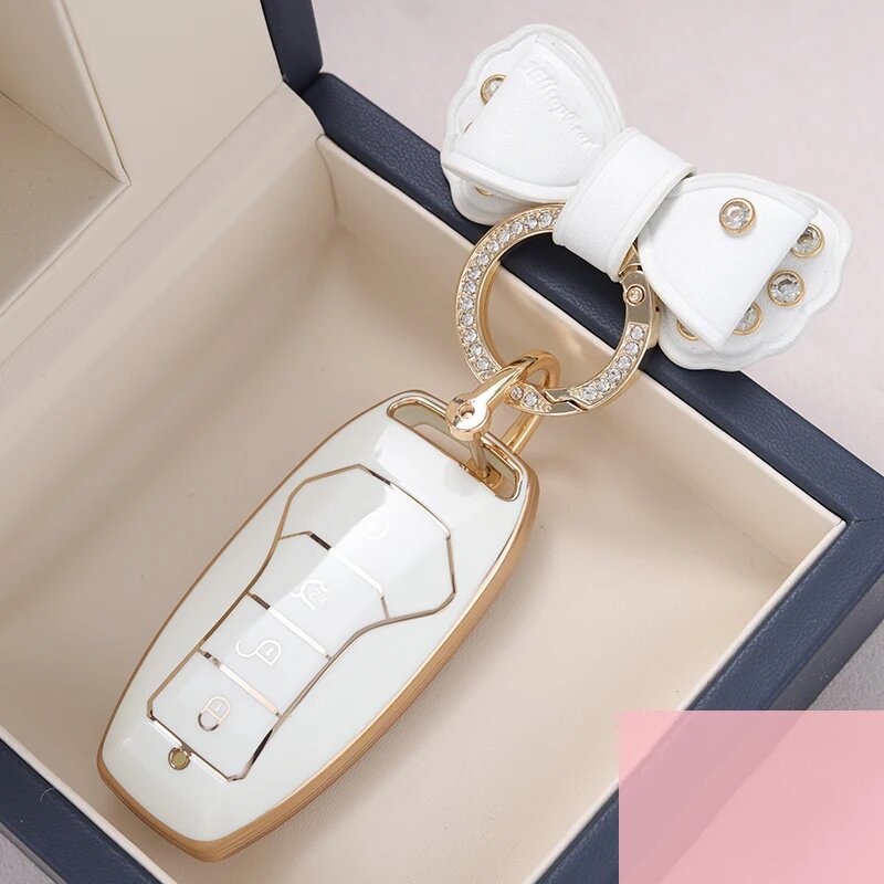 Чехол для автомобильного ключа из ТПУ для BYD Song PRO Han EV Max Tang DM Qin PLUS Yuan Dolphin Atto 3, защитный держатель, аксессуары A white set 2