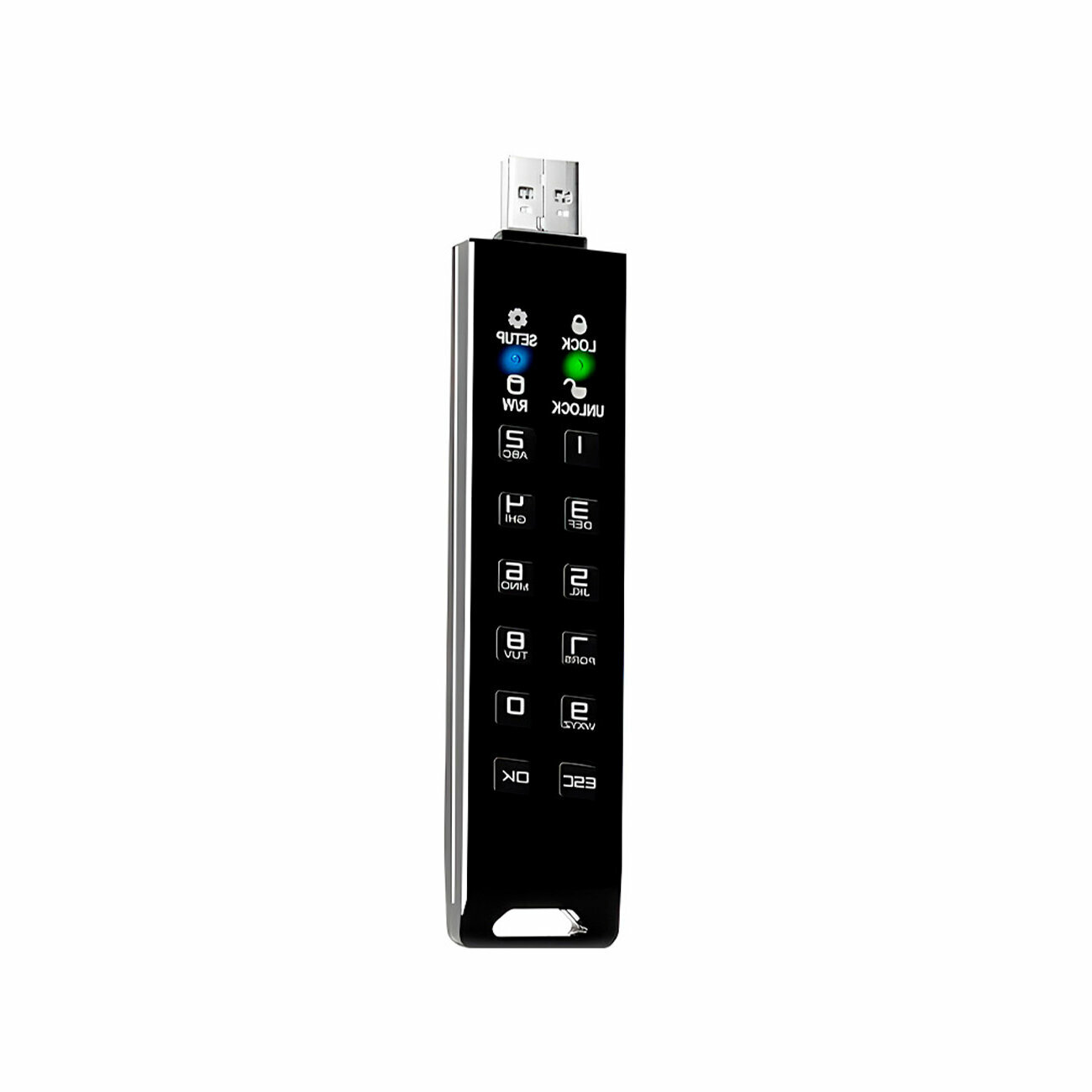 Флешка с защищенным носителем DATA LOCK PRO4 128 Гб USB 3.1 - флешка с пин-кодом. Кнопочная панель для ввода пин-кода на корпусе.