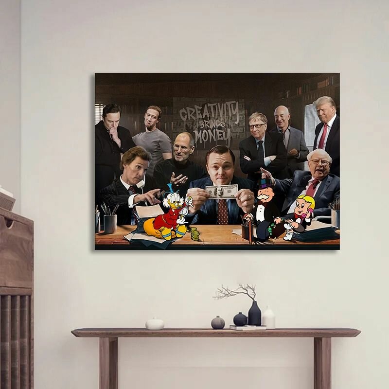 Мотивация / Деньги, картина с долларами, постер в офис, Волк с Уолл Стрит, 30х40 см.