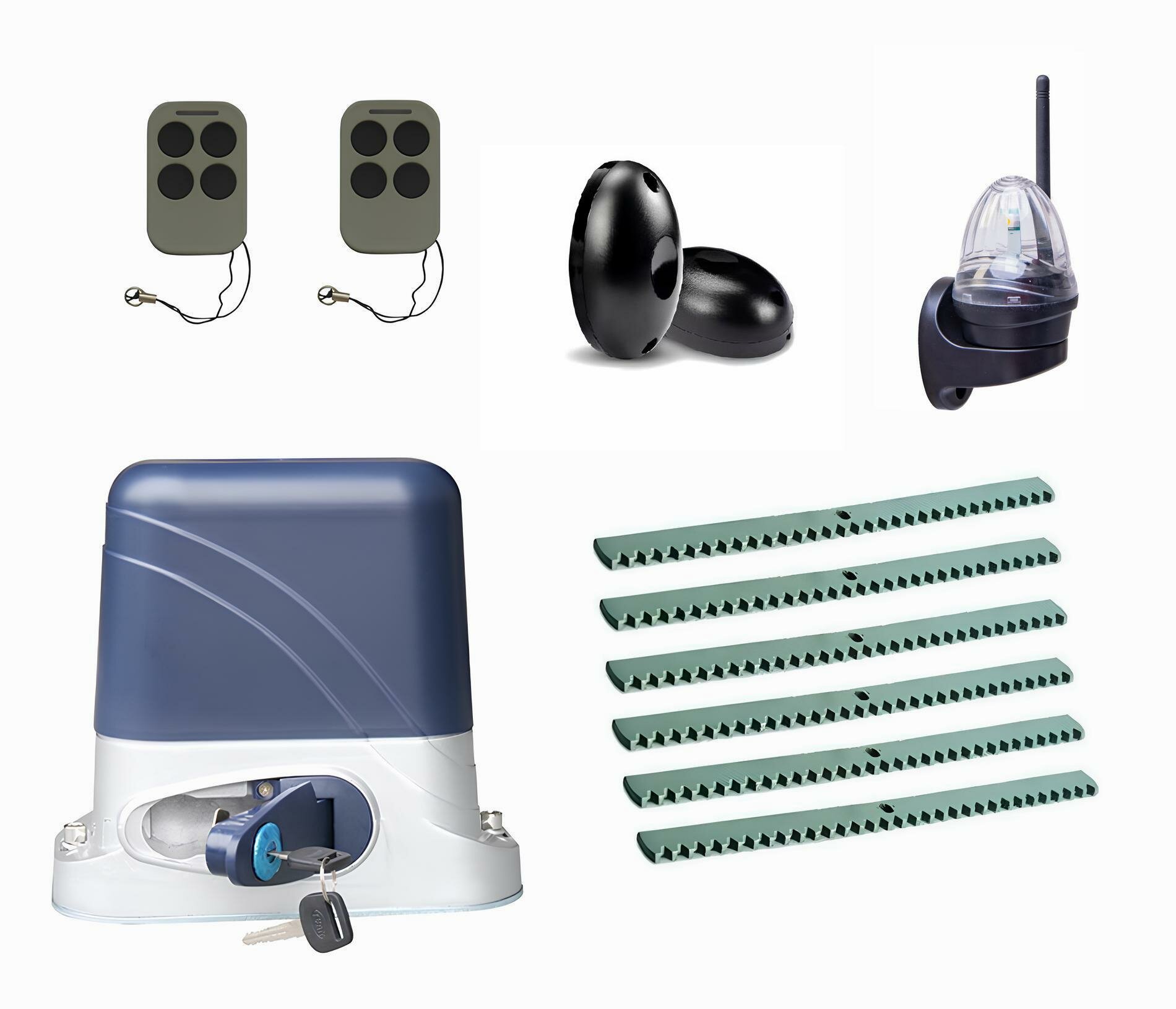 Автоматика для откатных ворот KSL-800 FULL-4K6, комплект: привод, 2 пульта, фотоэлементы, лампа, 6 реек