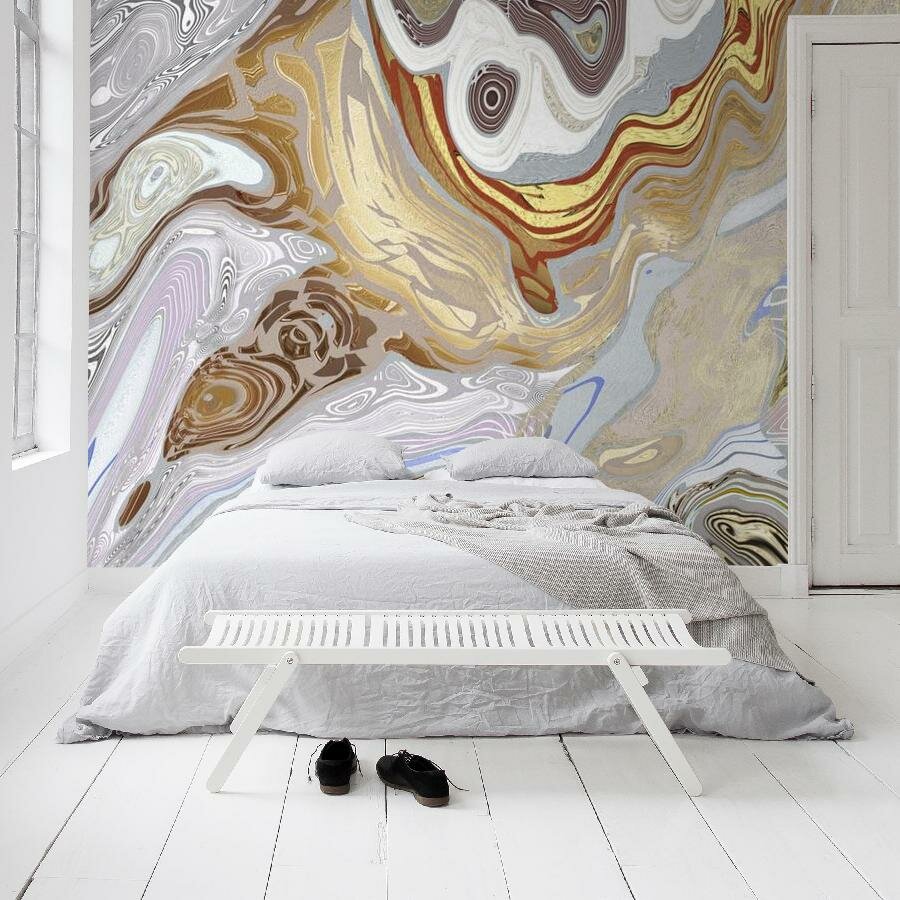 Фотообои Флюид Арт серый 13-604-S-Флекс 270 x 200 см (ВхШ) Бесшовные, флизелиновые, влагостойкие обои