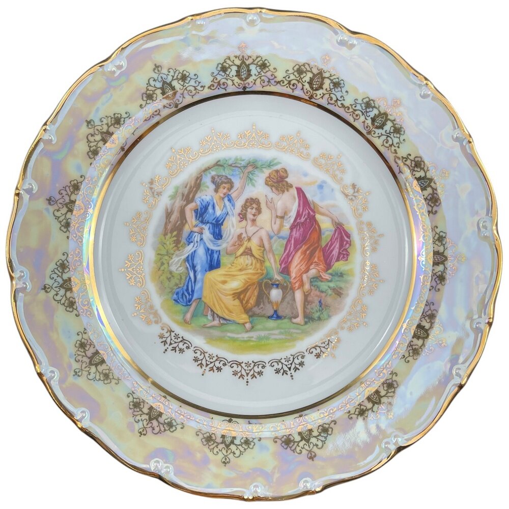 Тарелка "Спор Богинь", 24.5 см, фарфор, позолота, 1970-1980 гг, Карловы Вары, Чехословакия
