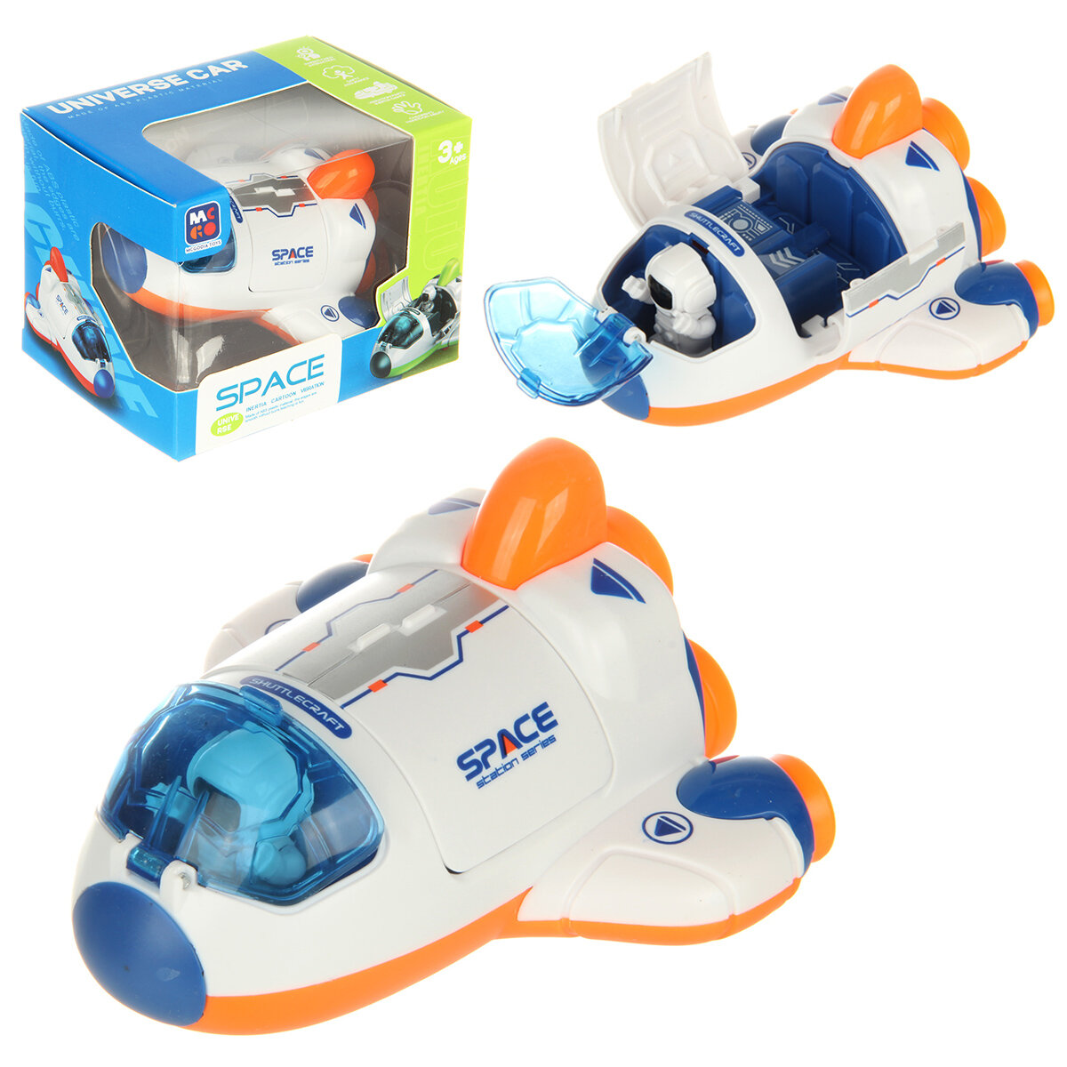 Космический корабль Veld Co, игрушка-инерционный шаттл, полимер, 12,6х9,6х10см