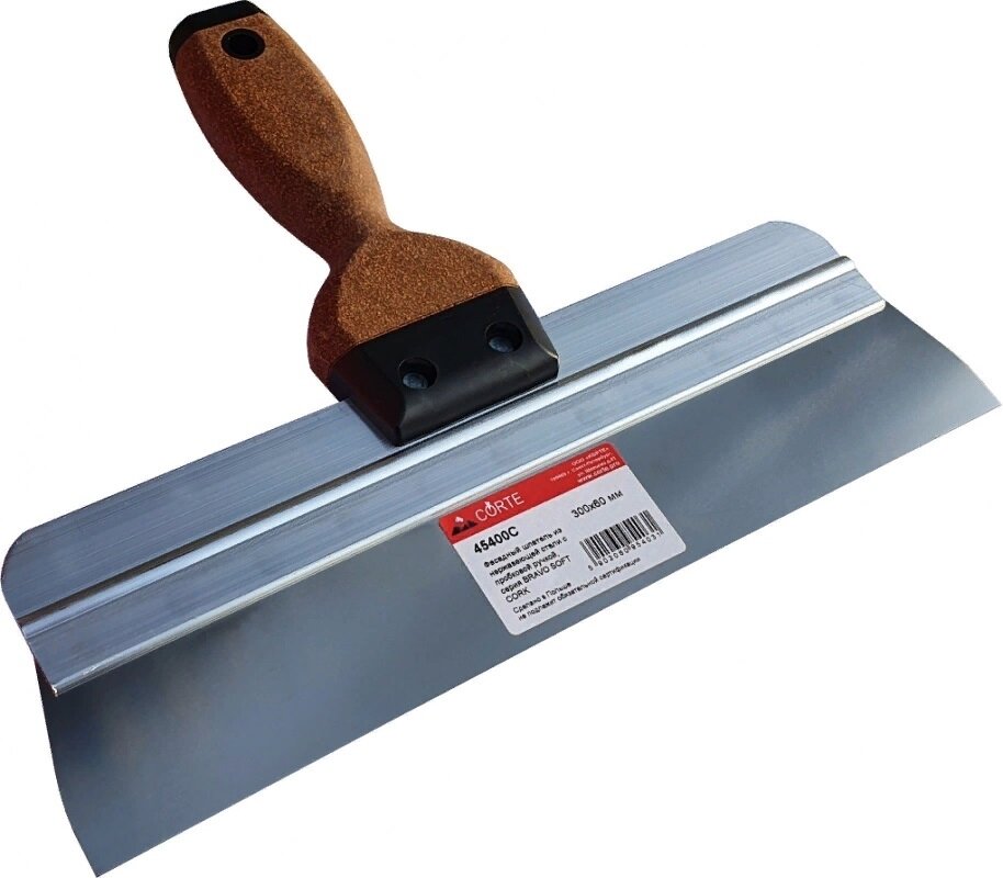 Шпатель строительный CORTE / Корте BRAVO SOFT фасадный, из нержавеющей стали, 300мм / малярные и отделочные инструменты
