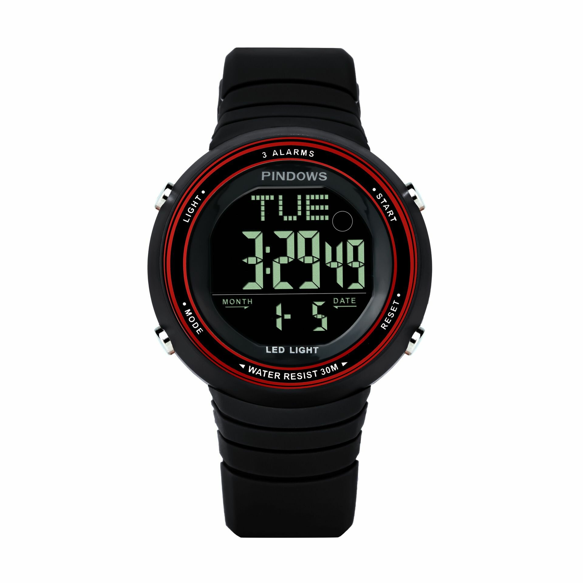 Часы PINDOWS, водонепроницаемые, подсветка, электронные, пластик