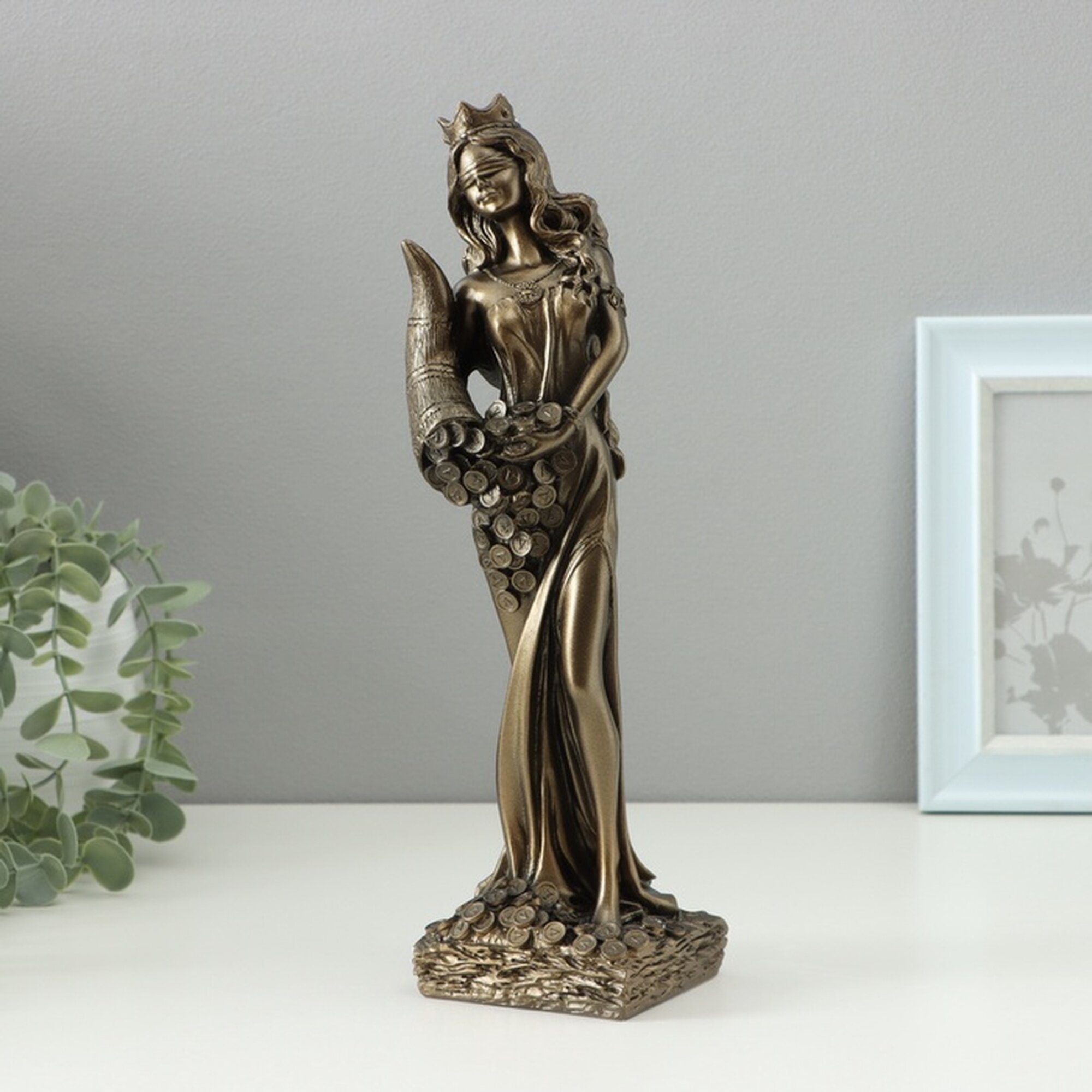 Статуэтка Сима-ленд "Фортуна", гипс, 30 см, бронзовая, экологичная