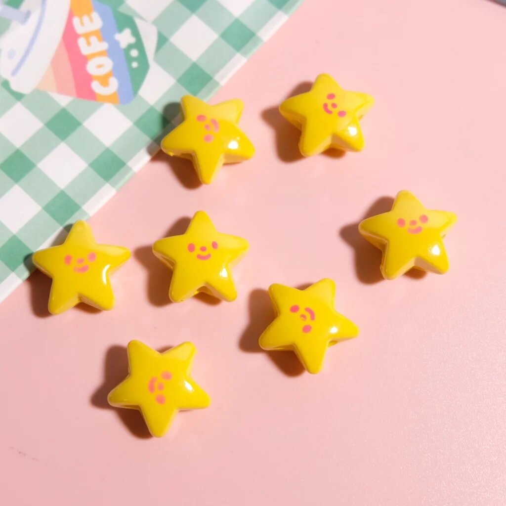 Маленький медведь, кролик, пять звезд, сделай сам, бисер, мультфильм, с прямым отверстием, искусственная цепь, материал, бисер, браслет, ожерелье, бусины россыпью