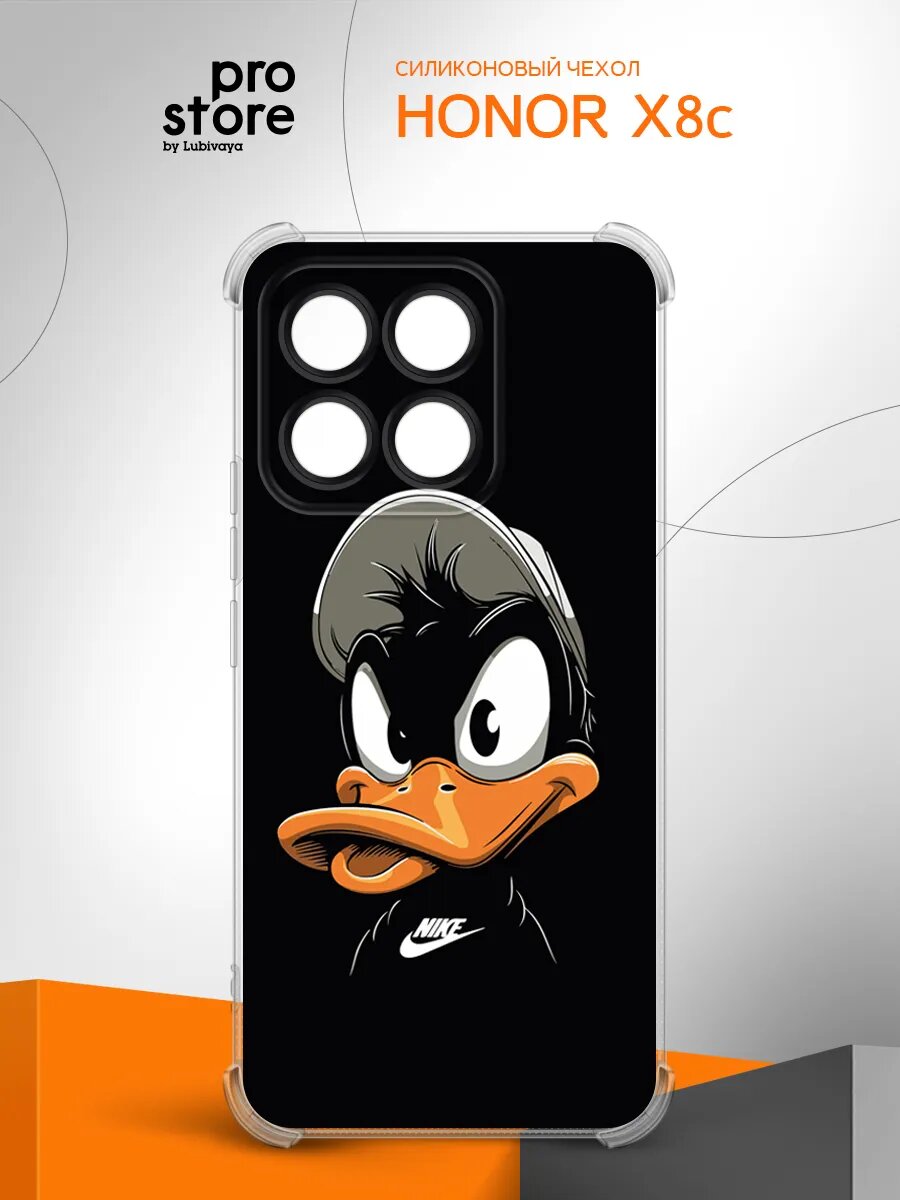 Чехол на Honor X8c, Хонор Х8с защита камеры и углов, прозрачный, накладка с рисунком