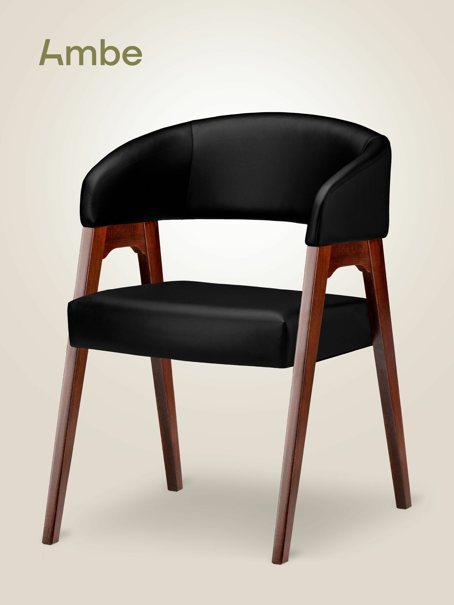 Стул для кухни Ambe Мэйтон, кресло из массива бука, Античный орех, Черная экокожа