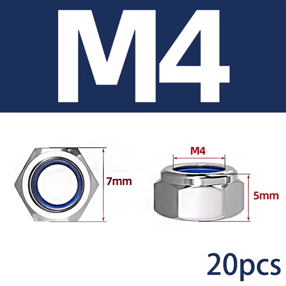 Гайки M4 из нержавеющей стали, 20шт