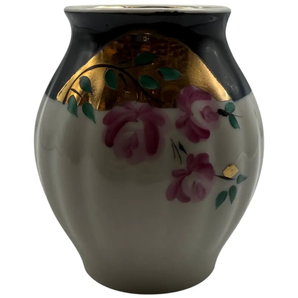 Сливочник "Розы", 350 мл, фарфор, позолота, роспись, 1993 г, 1 сорт, Дулево, Россия