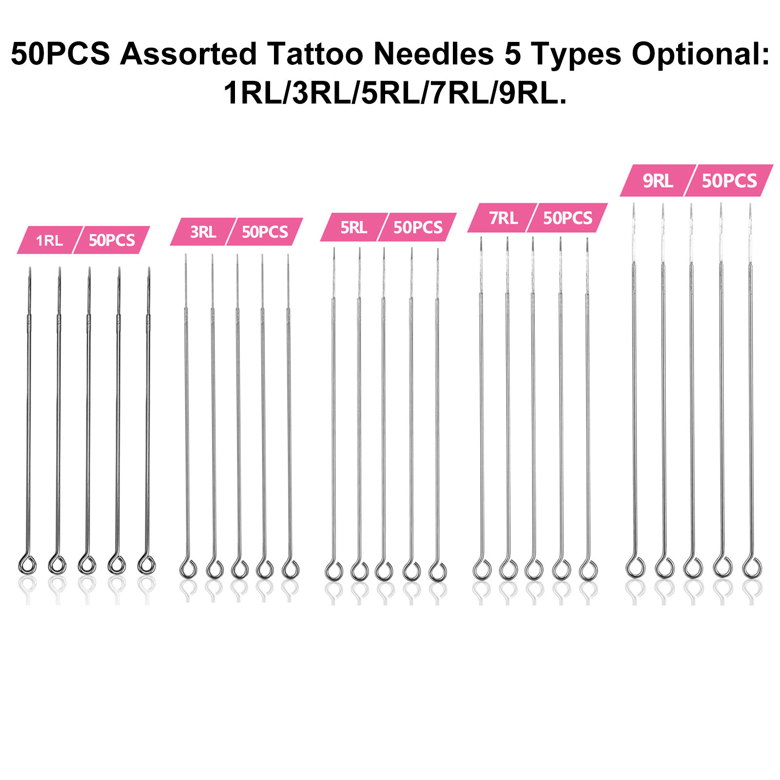 50 шт 1207RL Ассорти игл для татуировок Одноразовые стерилизованные перманентный макияж микроблейдинг круглые иглы для тату-машинки пистолет для татуировки инструмент