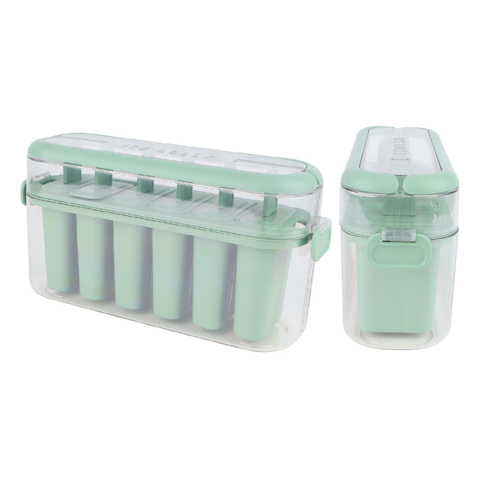 Формы для ледяных батончиков с 6 полостями Домашние формы для леденцов Портативные формы для изготовления ледяных батончиков с крышками зеленого цвета