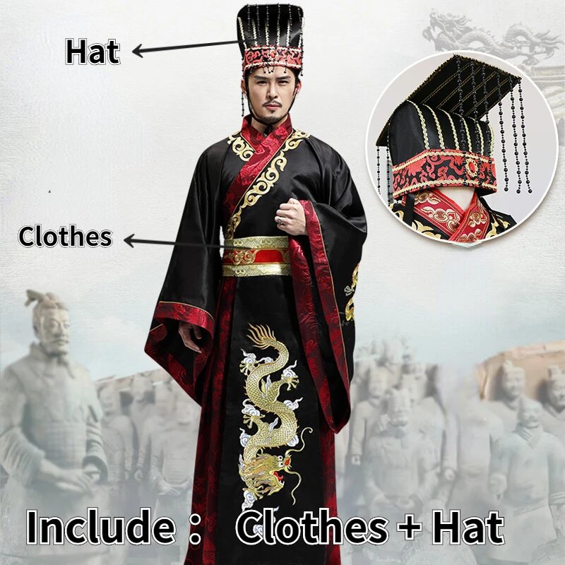Hanfu мужские костюмы древнего китайского императора мужской династии Хань с вышивкой древний король китайский Sovereign халат Hanfu косплей костюм