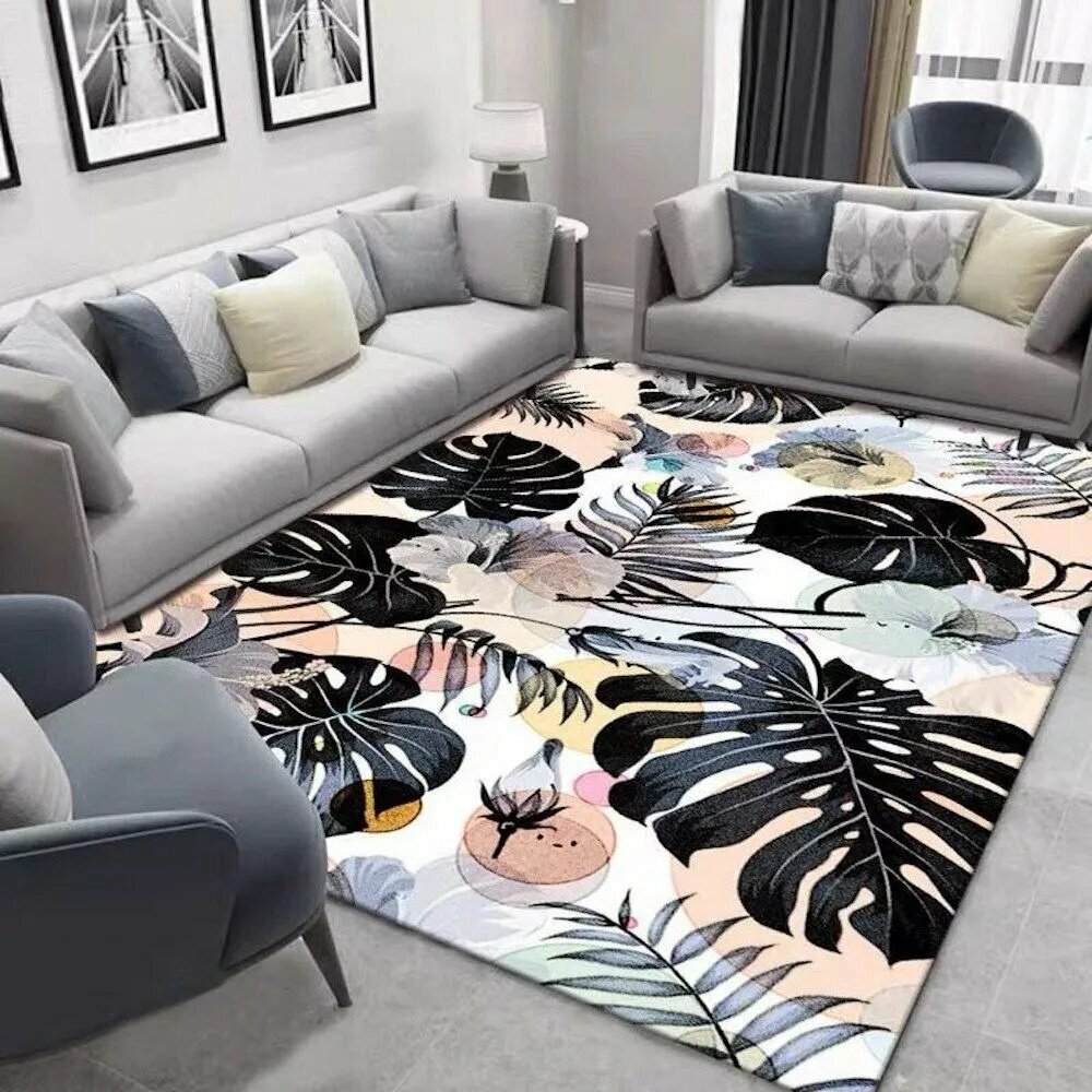 IKEA Ковер безворсовый "Черная монстера" 200x300 см