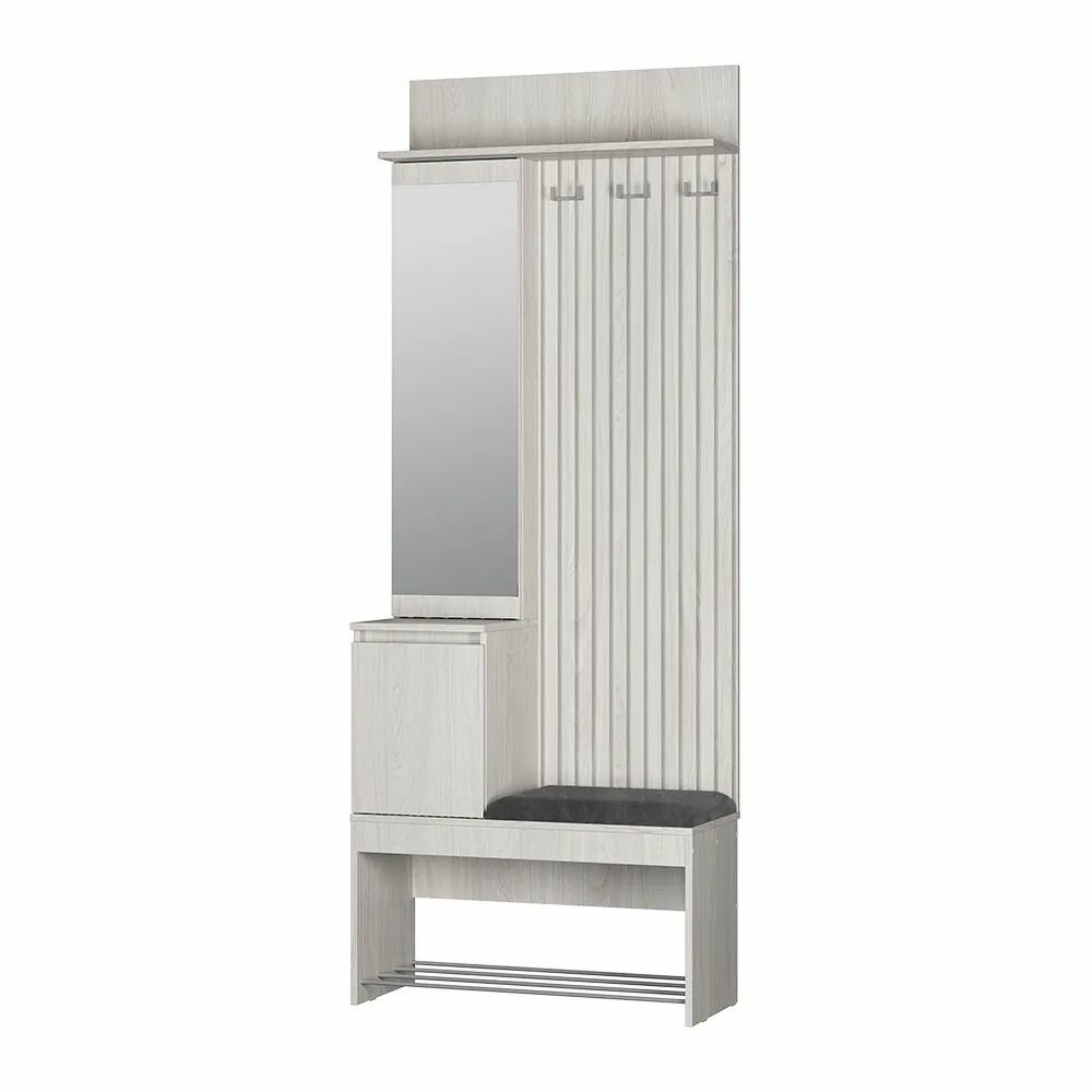 Прихожая "Лама" ПР-07 Ясень белый/Графит (Мебелони)