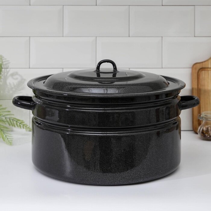 Уценка Бак эмалированный, 20 л, d=37.5 см, с крышкой, графитовый