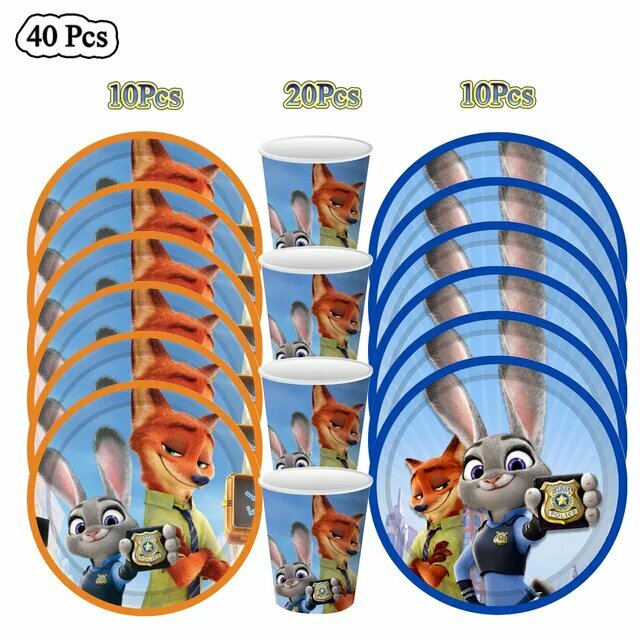 Баннеры для украшения вечеринок в стиле «Зверополис» от Disney, посуда, бумажные украшения для тортов «Джуди», наборы фольгированных шаров на день рождения, аксессуары, подарочные пакеты