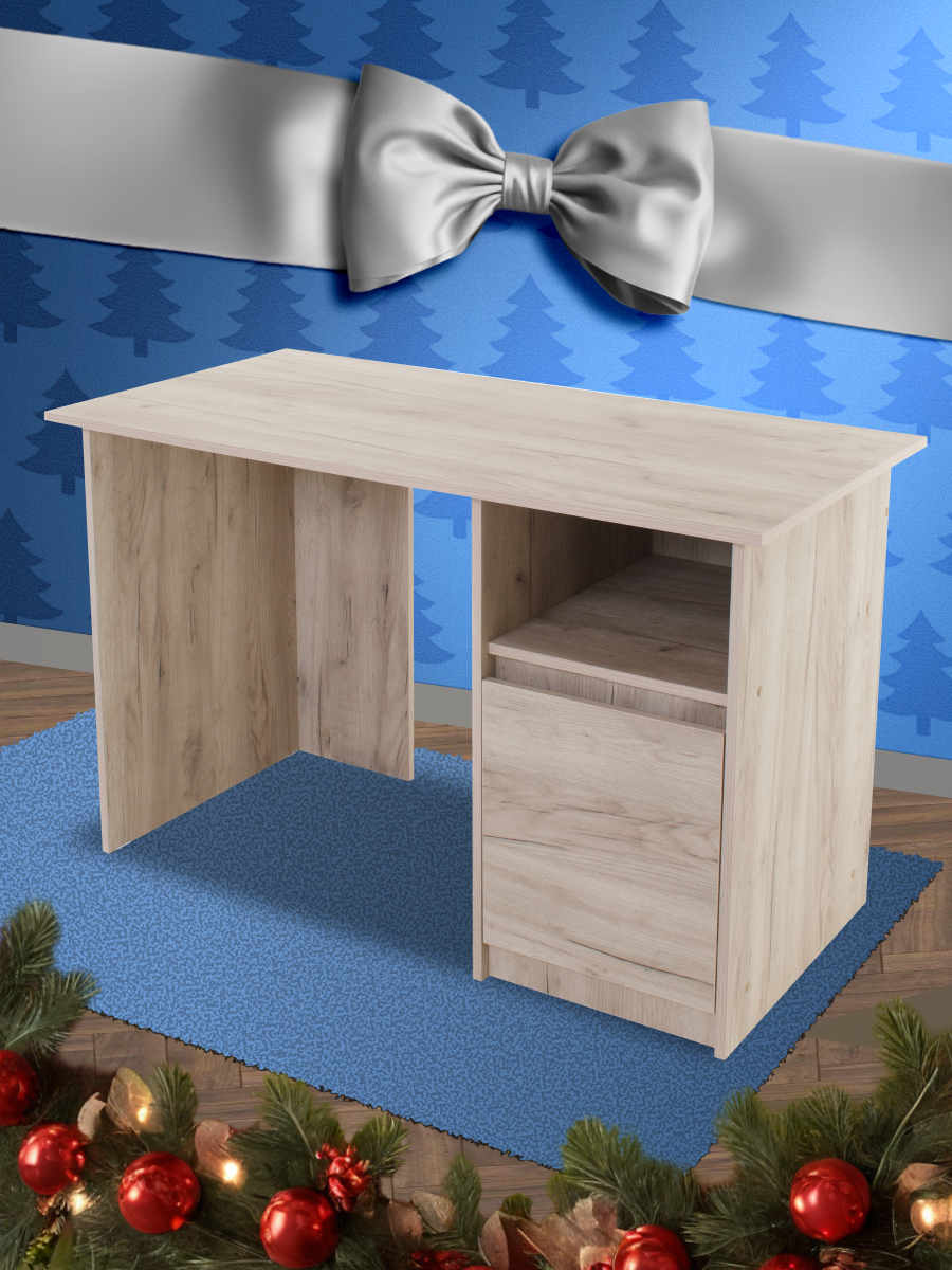 Стол письменный с тумбой Акрона "Триумф" дуб крафт серый, 1200х600х750 мм.