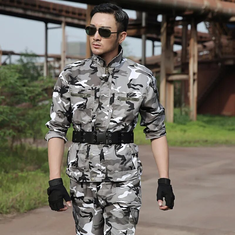 Тактическая форма, мужские камуфляжные комплекты, армейская рубашка, брюки-карго, мужской тактический костюм, охотничья одежда, мужская рабочая одежда, женская XL(175 63-70kg), snow camouflage