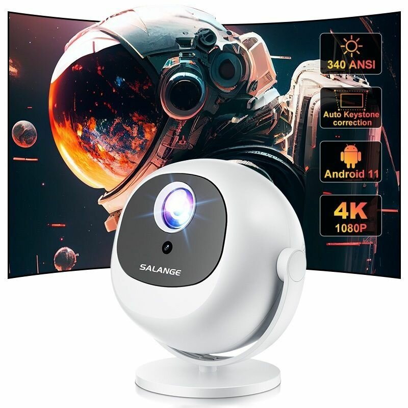 Эксклюзивный проектор BL360 с 4K видео и Android 11, оснащенный модулем 5G Wi Fi, чипом Allwinner H713 и поддержкой BT5 2, обеспечивает яркость 340 ANSI