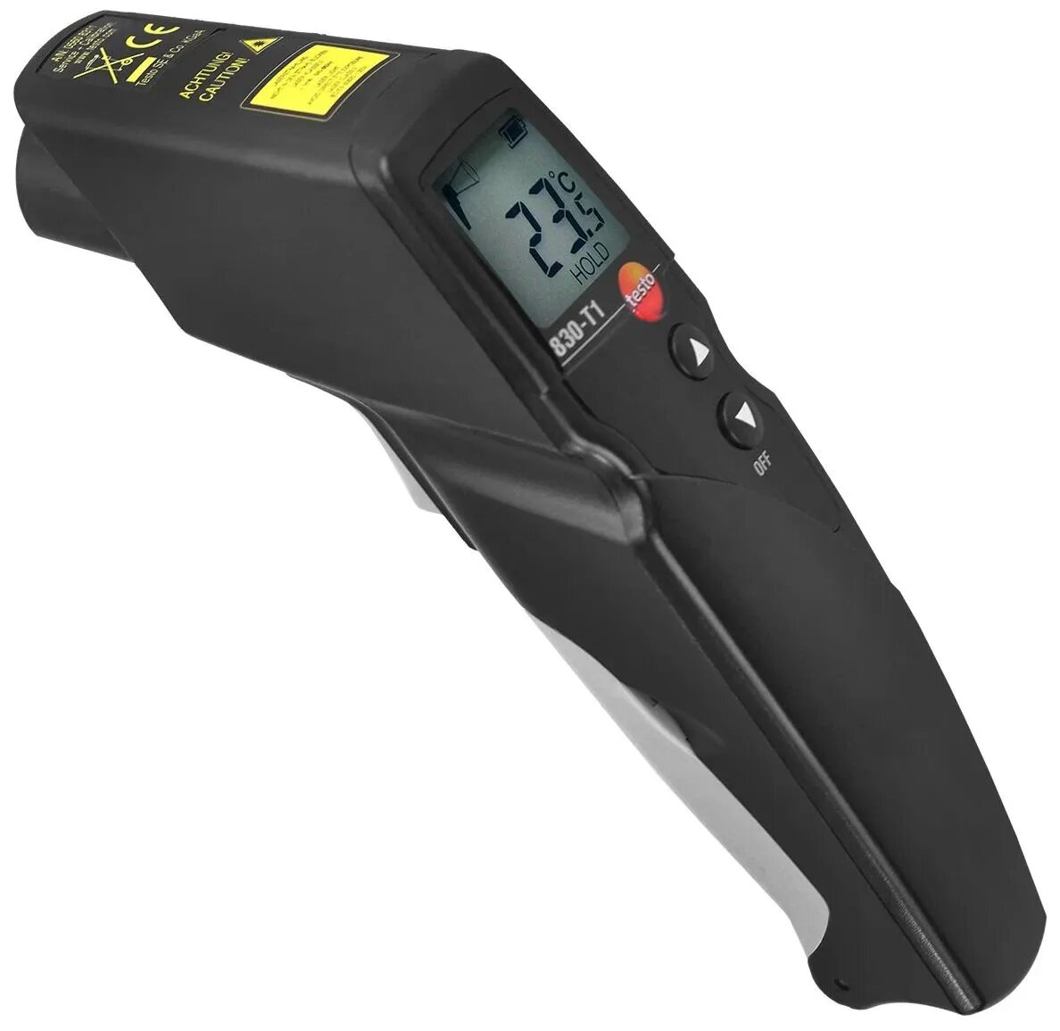 Инфракрасный бесконтактный термометр Testo 830-T1, от -30 до +400 °C, 1-точечный лазер, оптика 10:1 , черный — фото 1