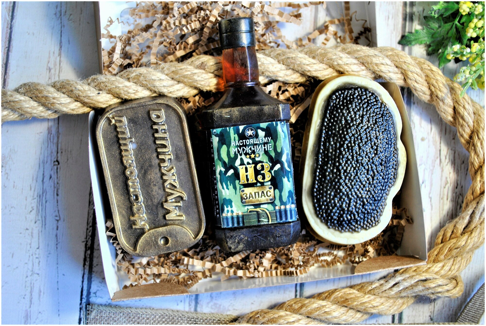 Формы для мыла к 23 февраля "Виски, настоящий мужчина и Черная икра" -3 шт.