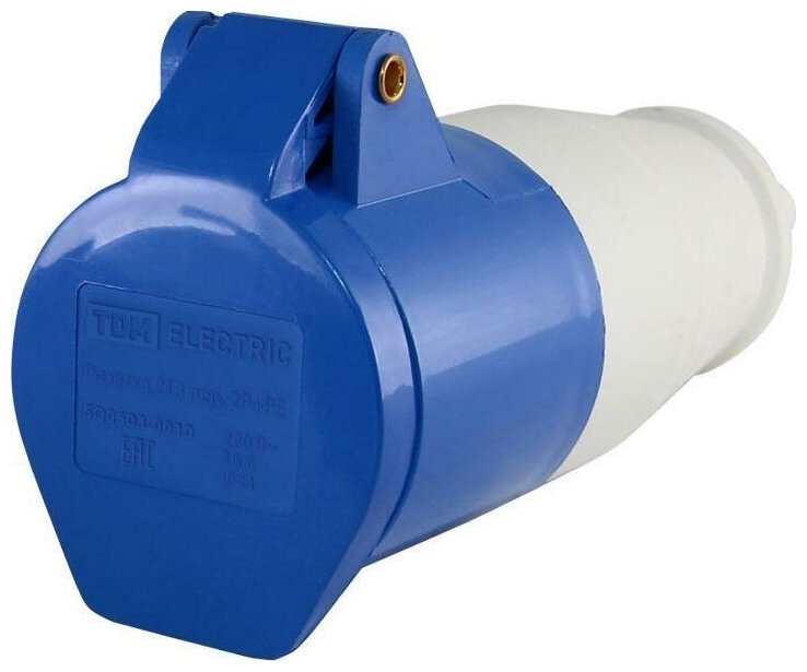 Розетка силовая переносная TDM 2Р+PЕ 16А 220В пластиковая IP44