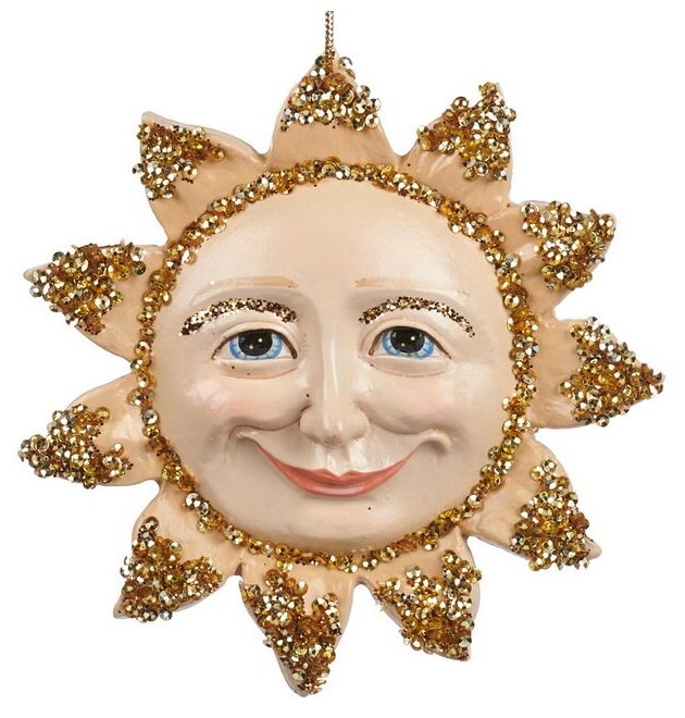 Елочная игрушка Солнце Ди Плюжио - Золото Востока 15 см, подвеска, Goodwill, BR38246