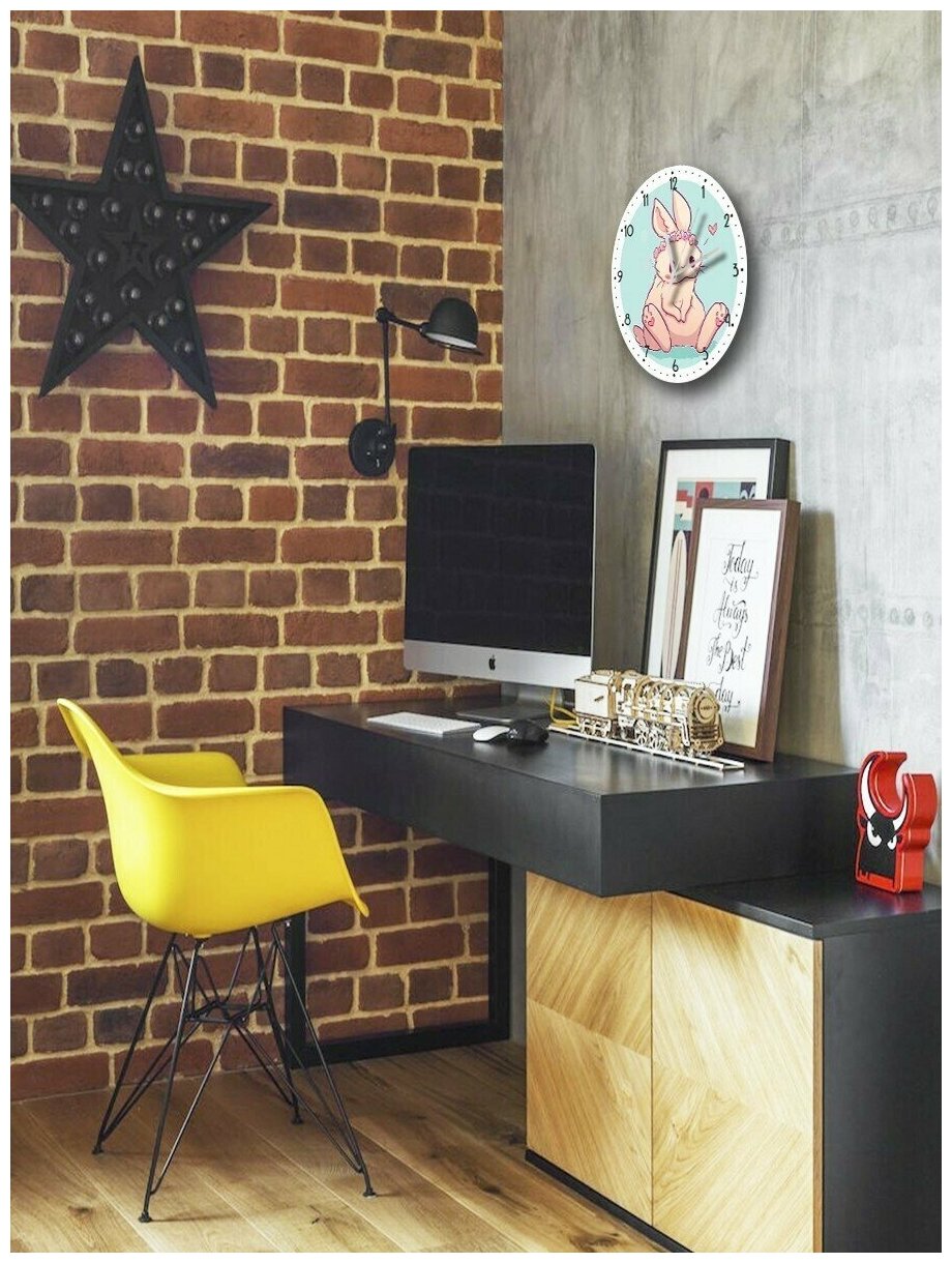 Настенные часы УФ с рисунком животные кролик милота - 3219