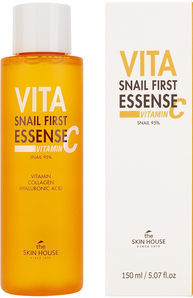 THE SKIN HOUSE Освежающая эссенция для ухода за кожей лица, шеи и зоны декольте с витаминами и муцином улитки, корейская косметика. 150мл