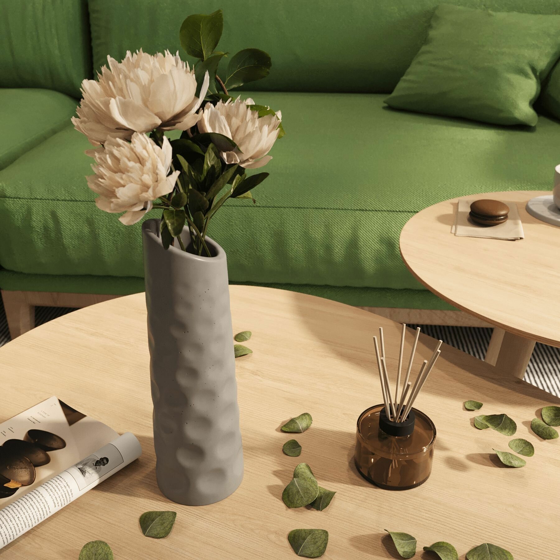 Ваза декоративная для сухоцветов, цветов Thessalonikki 25 см, серая глянцевая