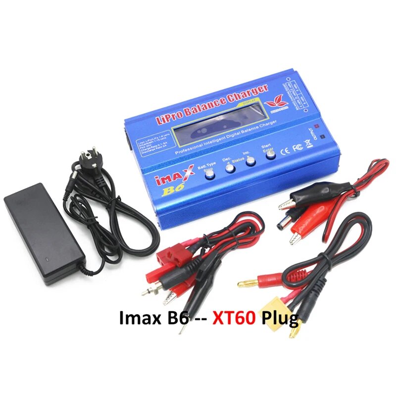 U-Angel-1988 Imax B6 зарядное устройство для аккумуляторов Lipo, NiMh, Синий, T XT60 B6 Adapter