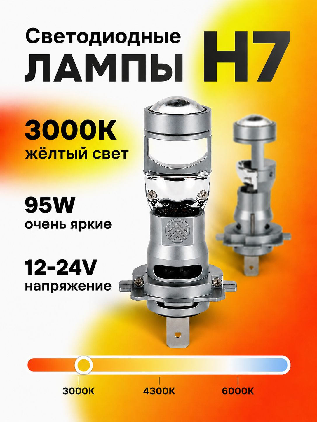 Мини линзы H7 Светодиодные лампы LED автомобильные H7 3000к лед мини линзы 037-LED