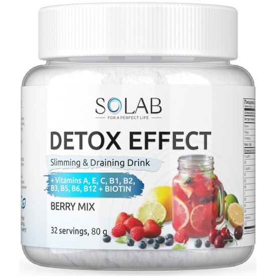 БАД Solab Detox Slim Effect Детокс + Лимонник вкус Ягодный пунш 32 пор. 80 г