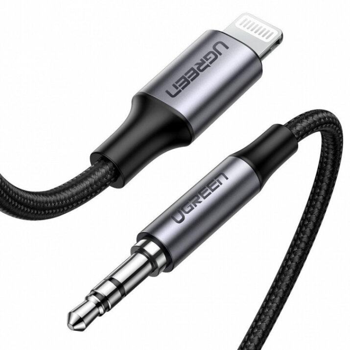 Кабель Ugreen US315 Lightning to 3.5 mm Audio Cable (2 метра) чёрный (70862)