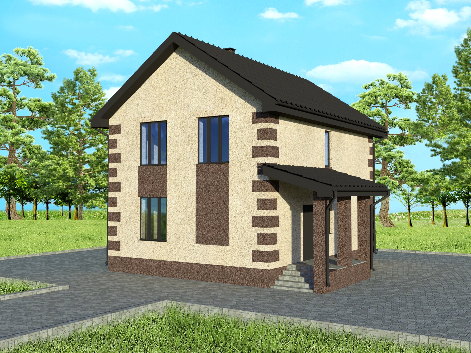 Проект дома для ипотеки и строительства 22-0057А (123,29 м2, 10,1*9,7 м, керамика 380 мм, утеплитель 50 мм, декоративная штукатурка)