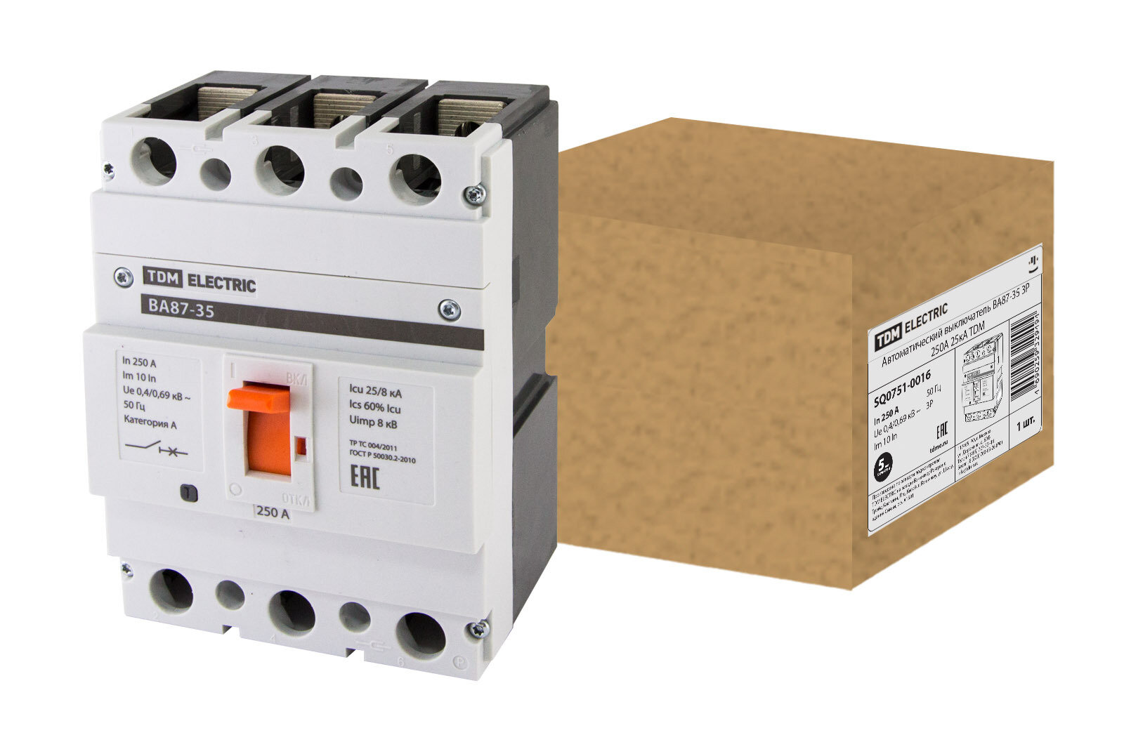 Автоматический выключатель ВА87-35 3Р 250А 25 кА TDM Electric