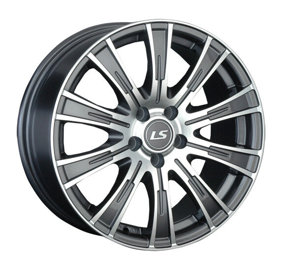 Колесный диск LS LS311 16x7" PCD4x100 ET40 D73,1 темно-серый глянцевый с полированными лучами