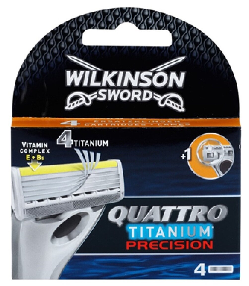 Сменные кассеты Wilkinson Sword Quattro Titanium Precision, 4 шт.