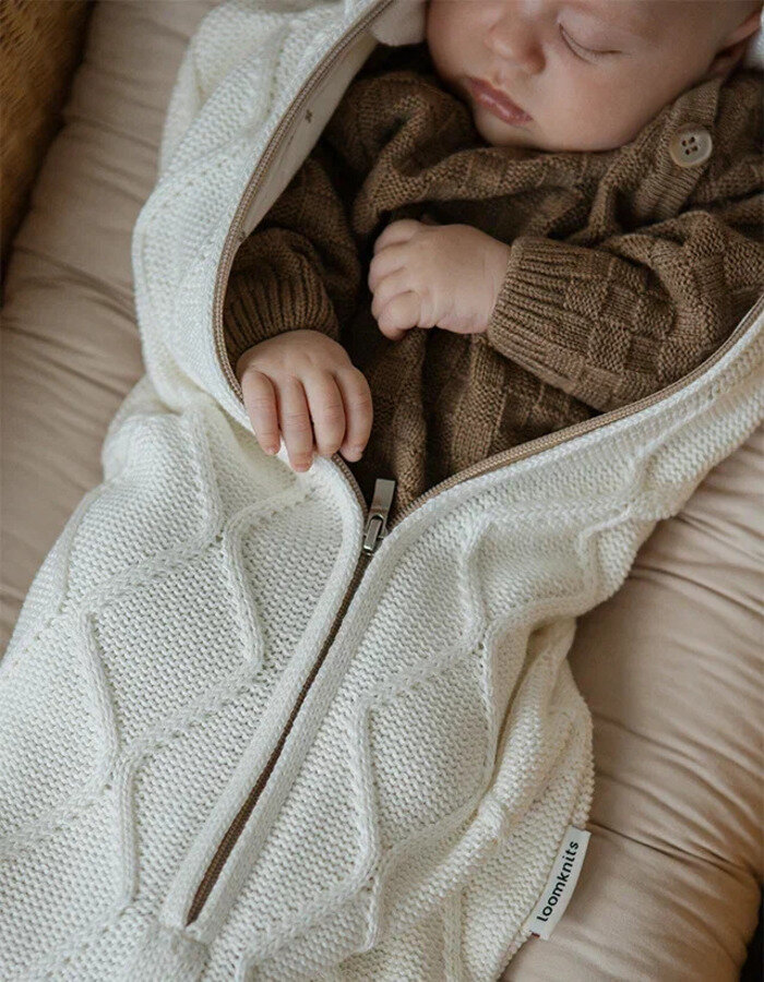 Кокон для малышей Loomknits Кремовый размер 62