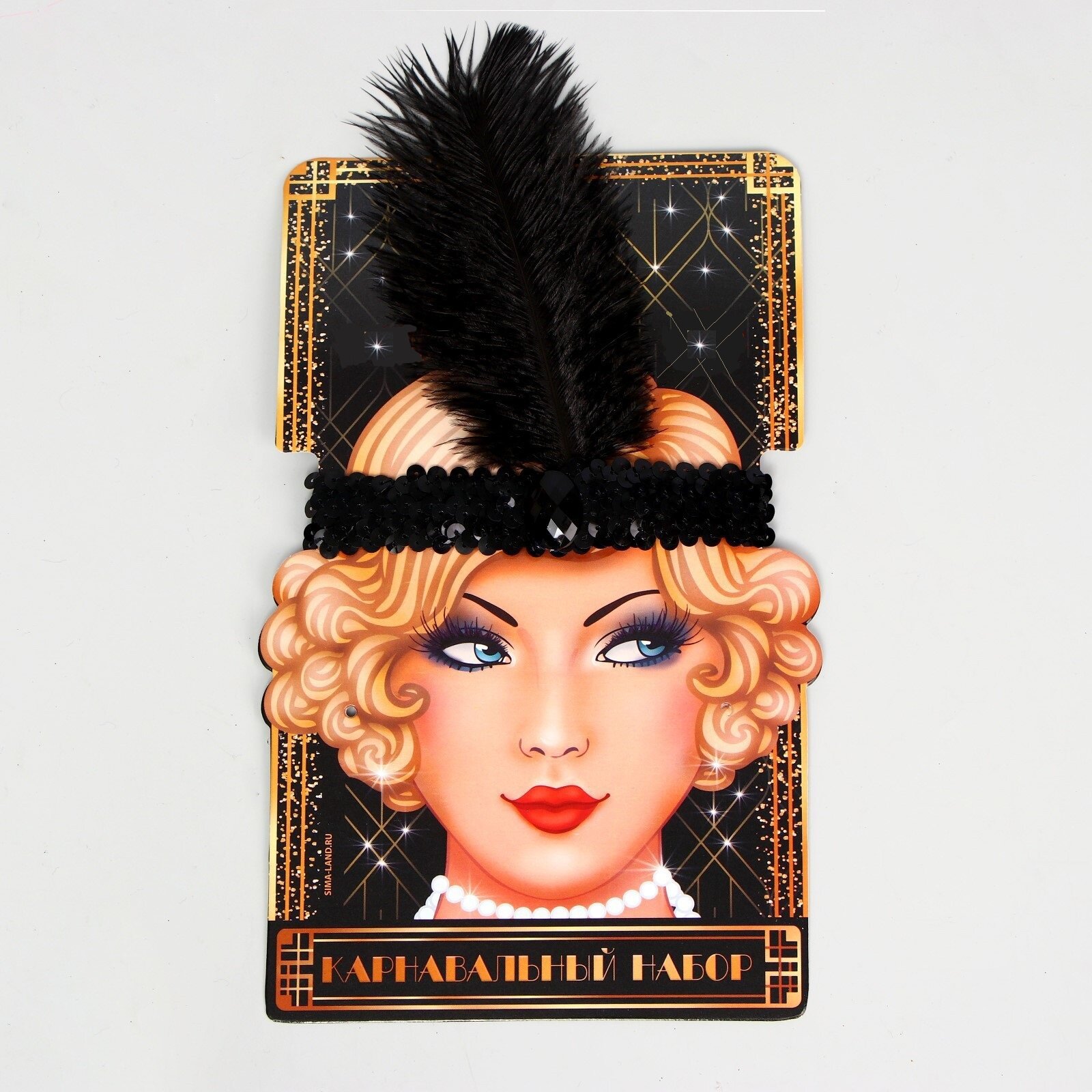 Повязка на голову черная с пером