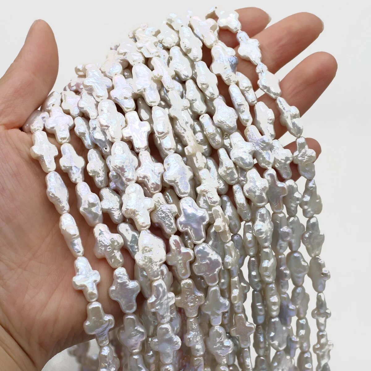 Пресноводные жемчужные бусины крест формы 9x14mm-3pcs