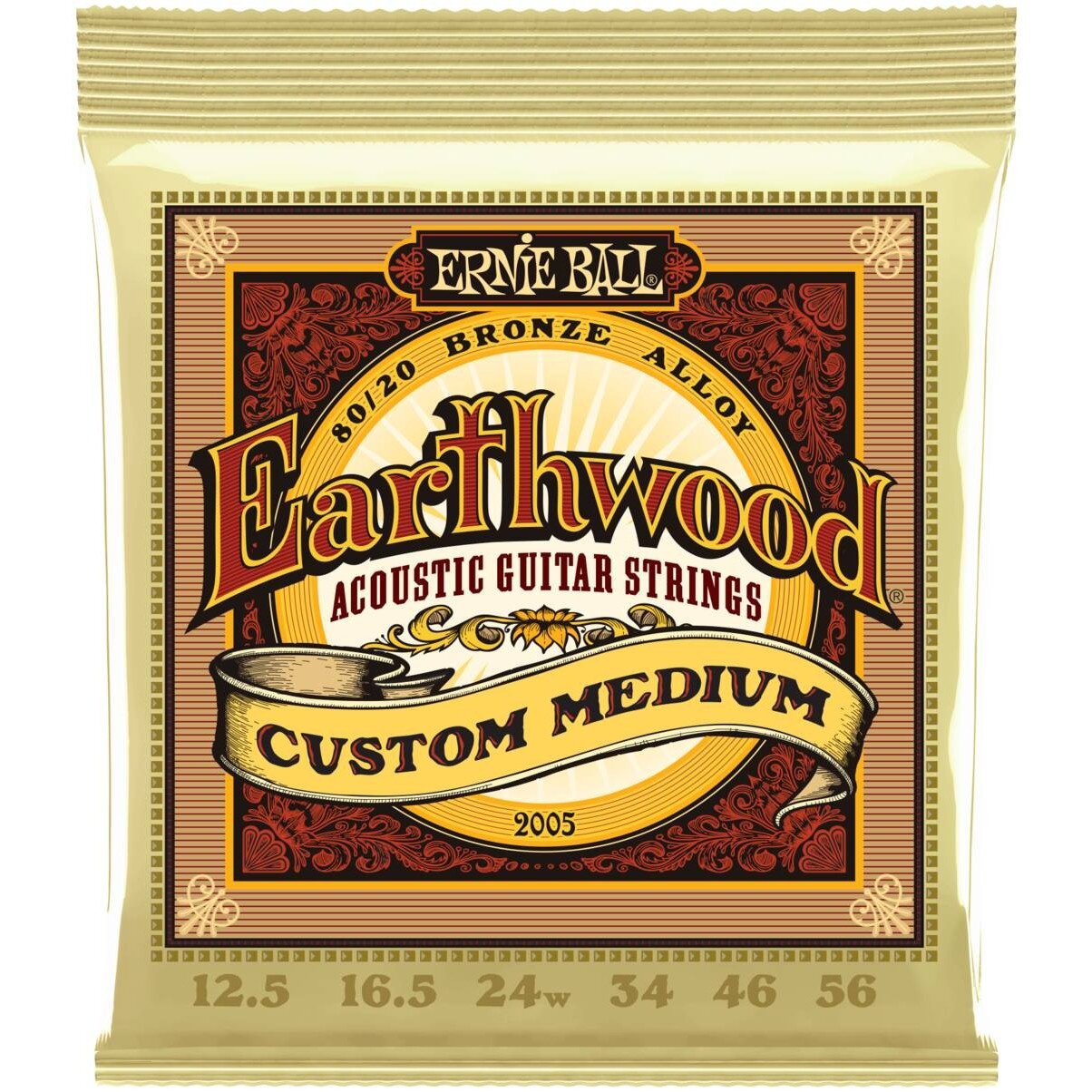 Струны для акустической гитары ERNIE BALL 2005 Earthwood 80/20 Bronze Custom Medium 12.5-56