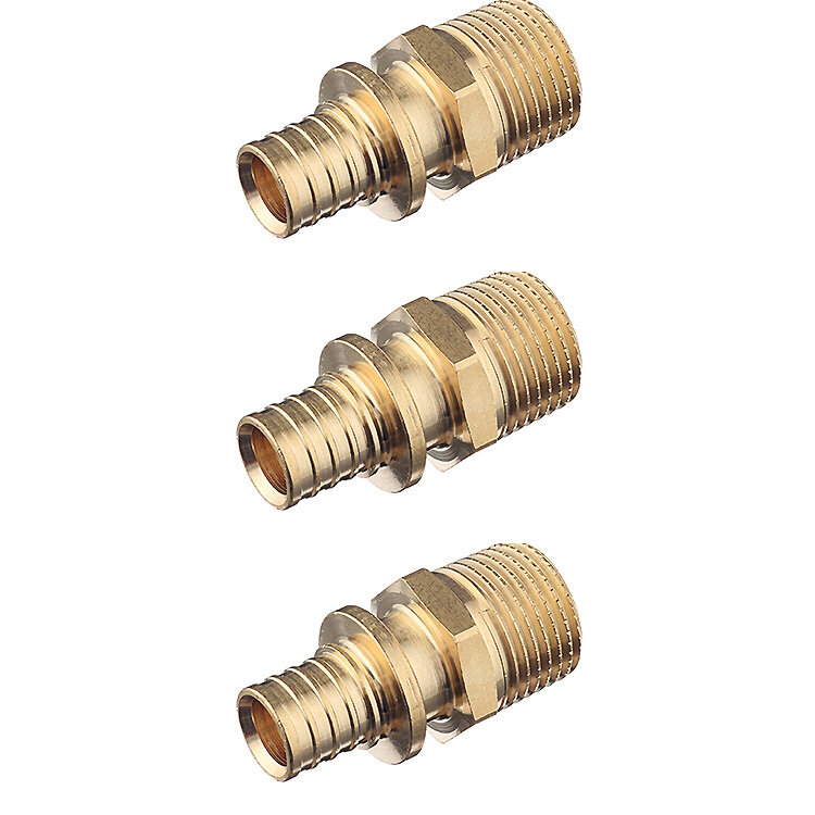 Соединитель прямой 16 мм х 1/2 НР(ш) латунный (3 шт.)