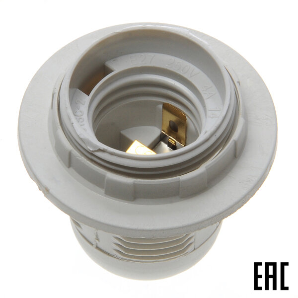 Патрон Е27 474013 GLH-E27-HRP-H-W-R, термостойкий пластик, подвесной, с кольцом, белый General (19 шт. в комплекте)