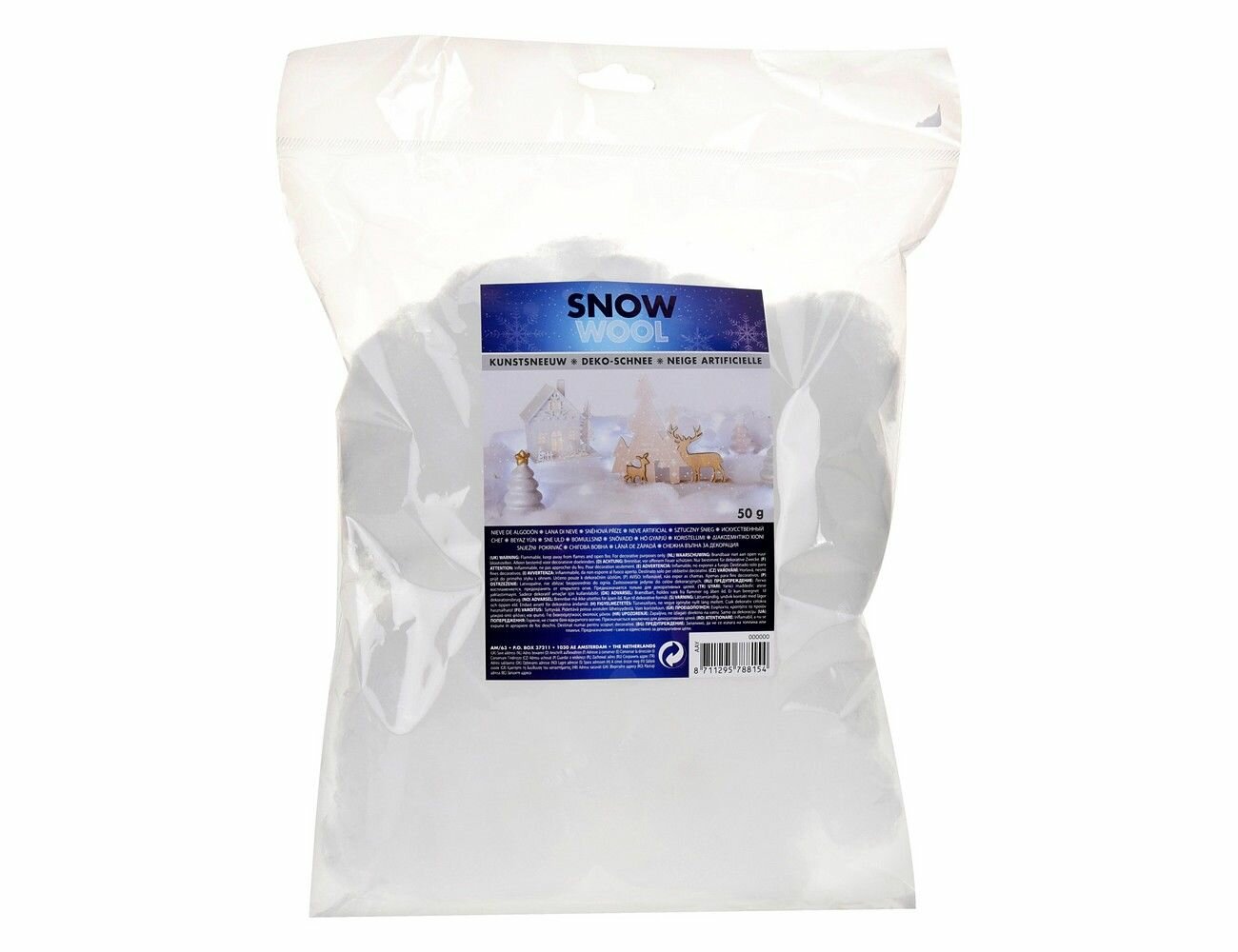Искусственный снег, снежная вата улле, белый, 50 гр, Koopman International AAY003040